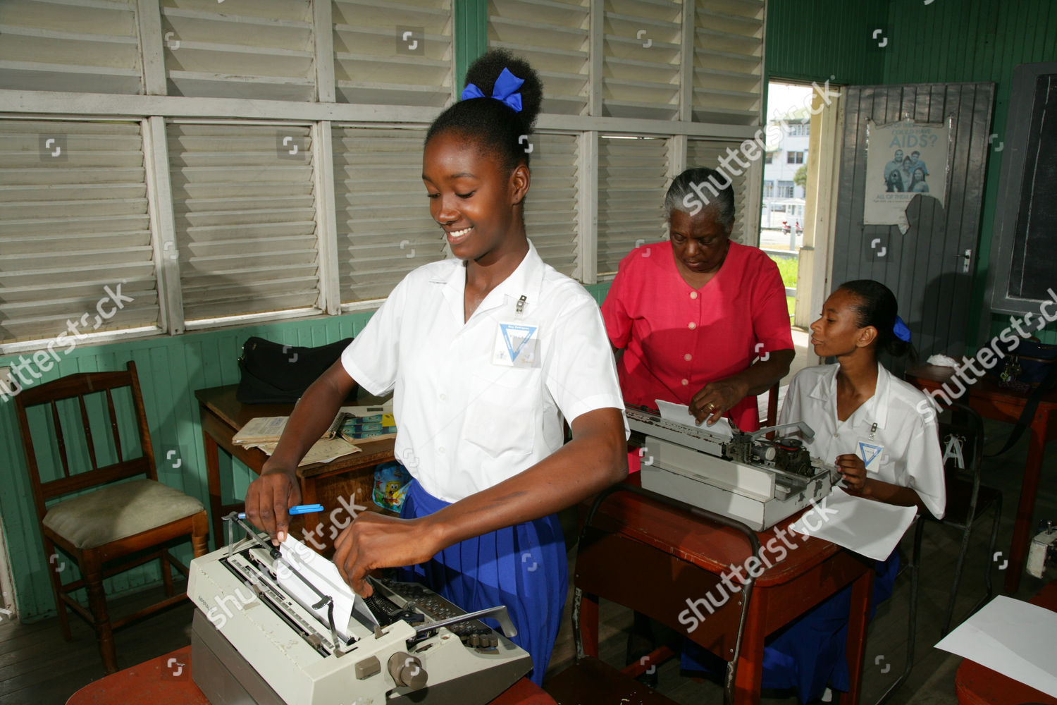 Girls Wearing School Uniforms Typing Class Editorial Stock Photo ...