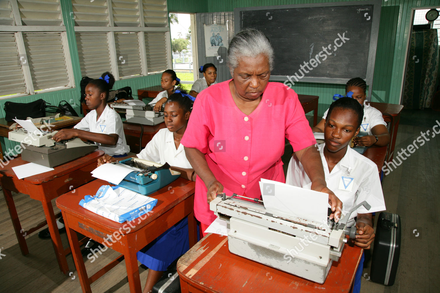 Girls Wearing School Uniforms Typing Class Editorial Stock Photo ...