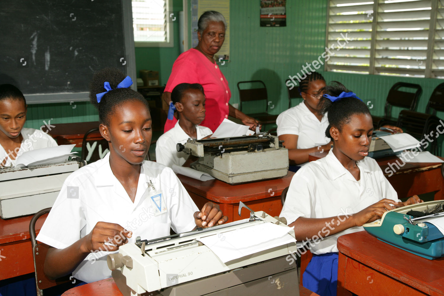 Girls Wearing School Uniforms Typing Class Editorial Stock Photo ...