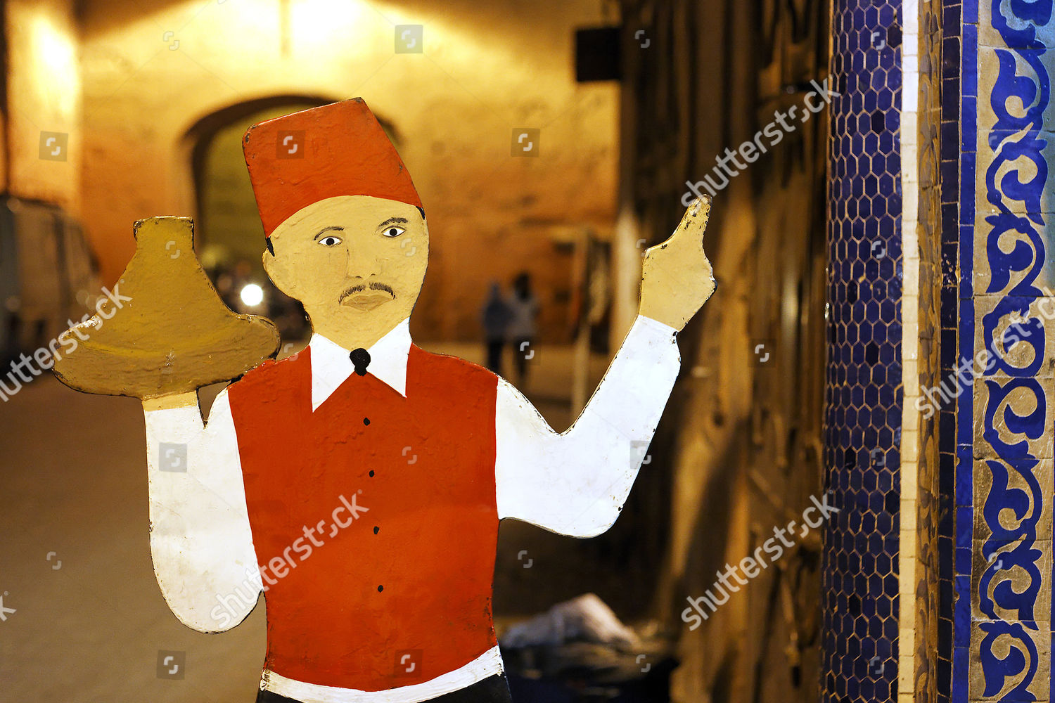 Cardboard Cutout Waiter Wearing Fez Serving Editorial Stock Photo ...