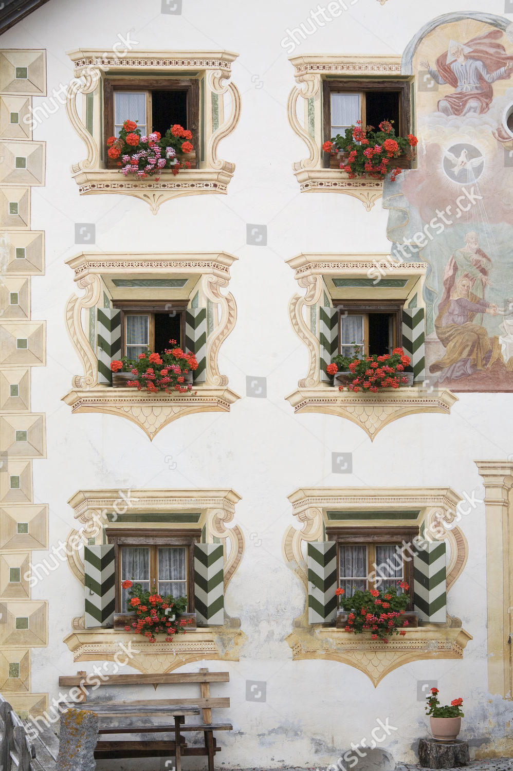 Historic Windows Decorated Sgraffito Lower Engadin Editorial Stock ...