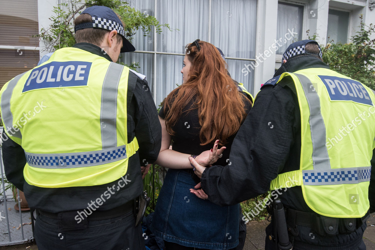 Police Officers Handcuff Young Woman During Editorial Stock Photo ...