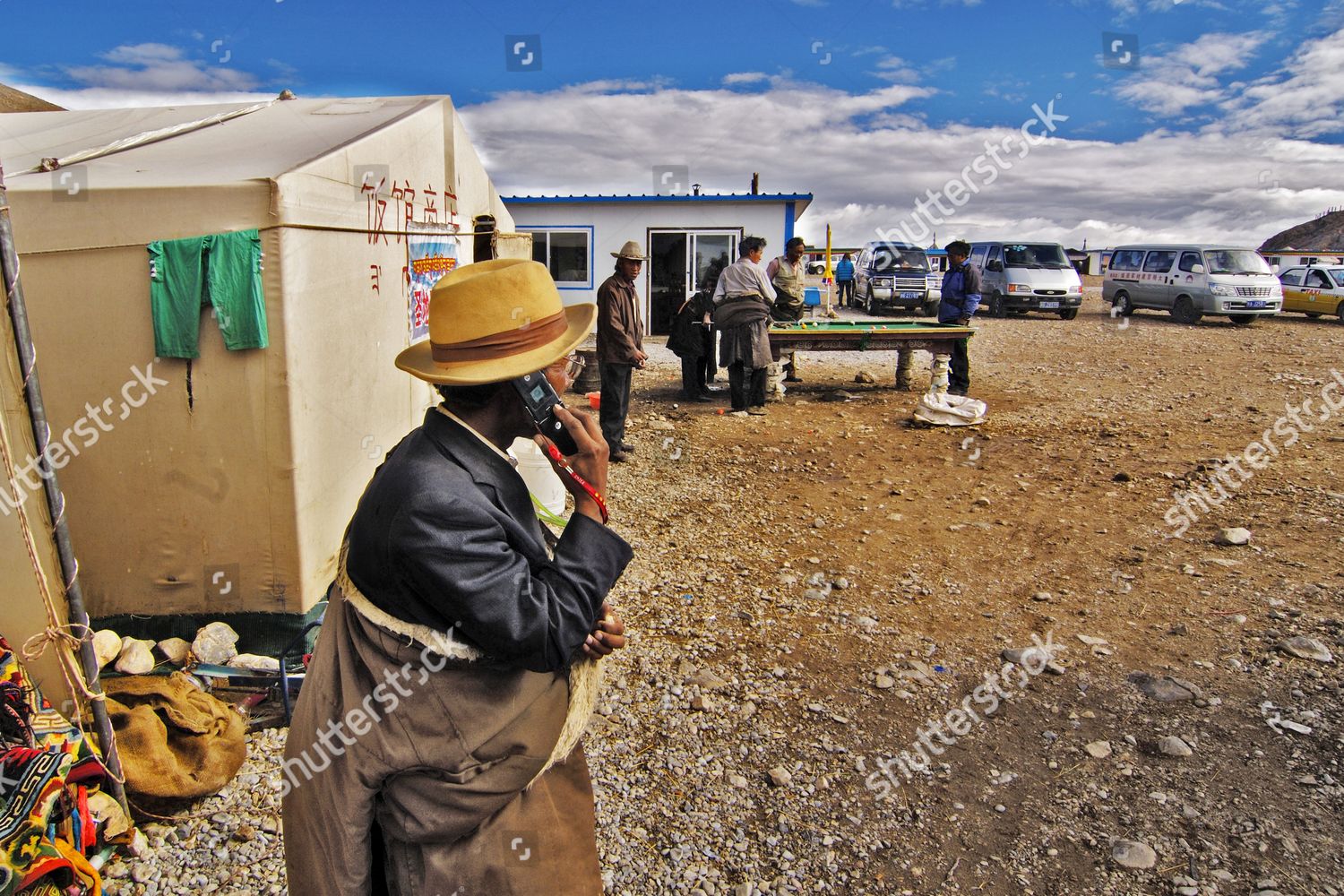 Tibetan Mobile Phone Namtsho Lake Tibet Editorial Stock Photo - Stock ...