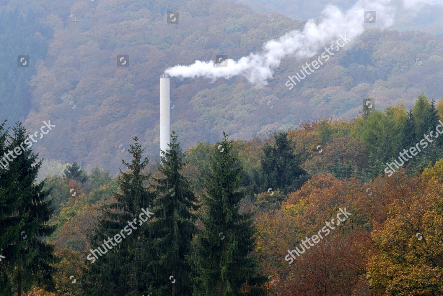 Smoke Coming Smokestack Middle Forest Editorial Stock Photo - Stock ...