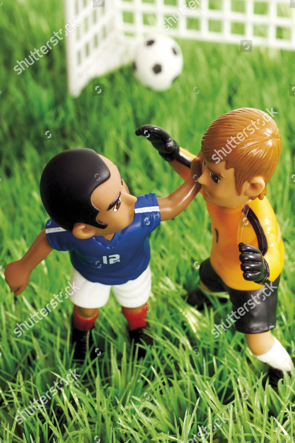 Two Football Players Tackle Front Goal Editorial Stock Photo - Stock ...