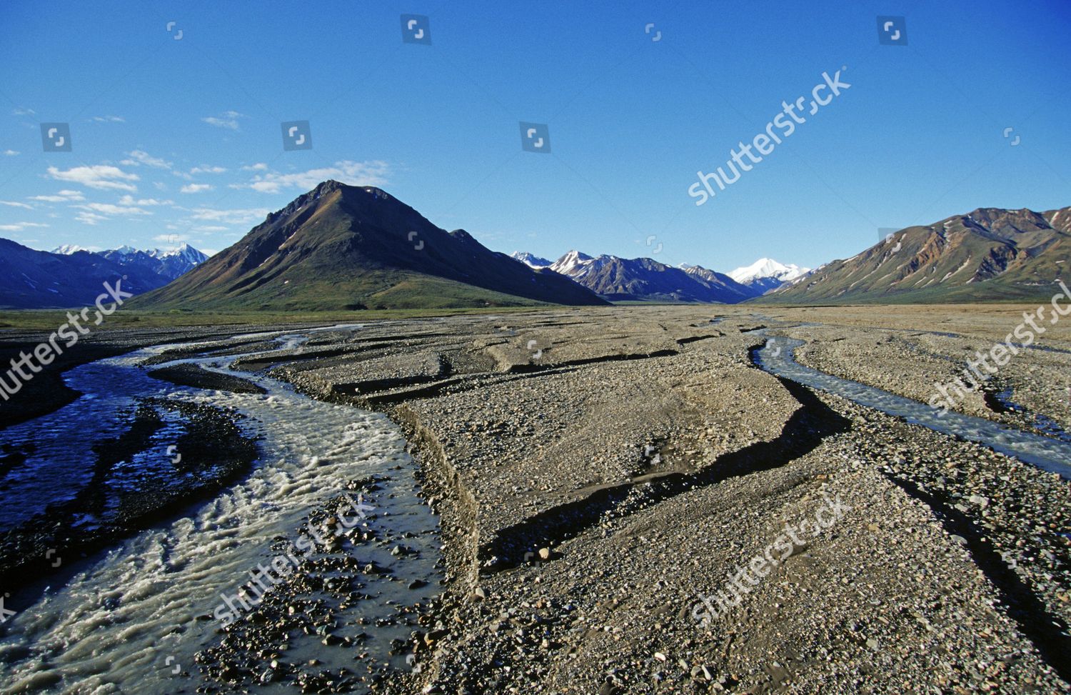 Wide Riverbed Farbranching Rivers Flowing Mountains Editorial Stock ...