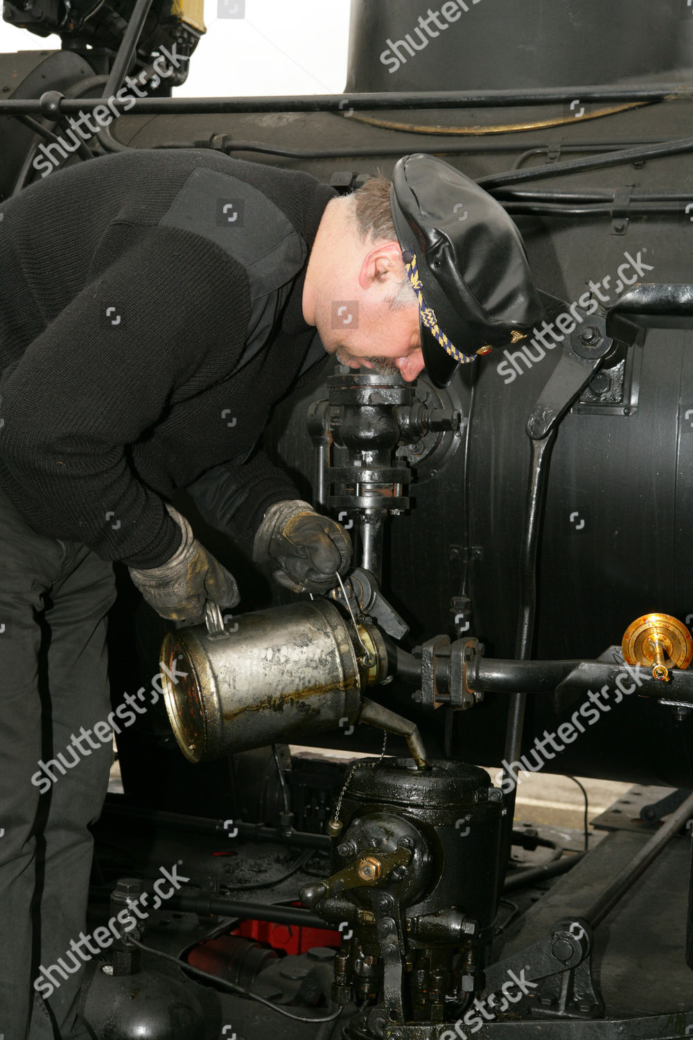 Historical Steam Train Being Oiled By Editorial Stock Photo - Stock ...