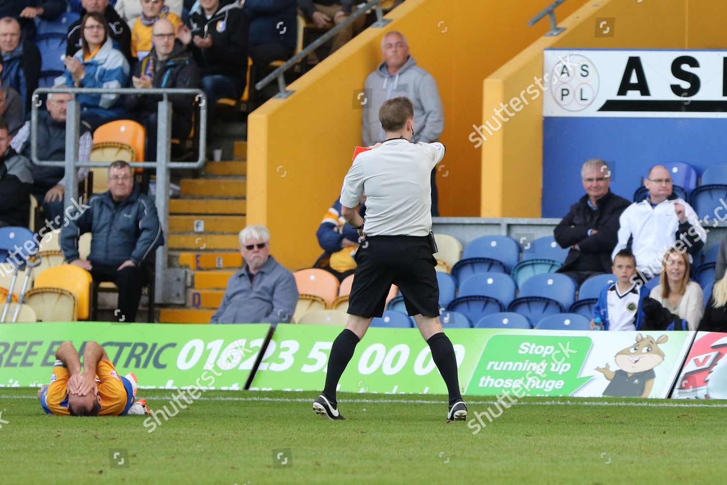 Referee Ross Joyce Shows Lyle Taylor Editorial Stock Photo - Stock ...