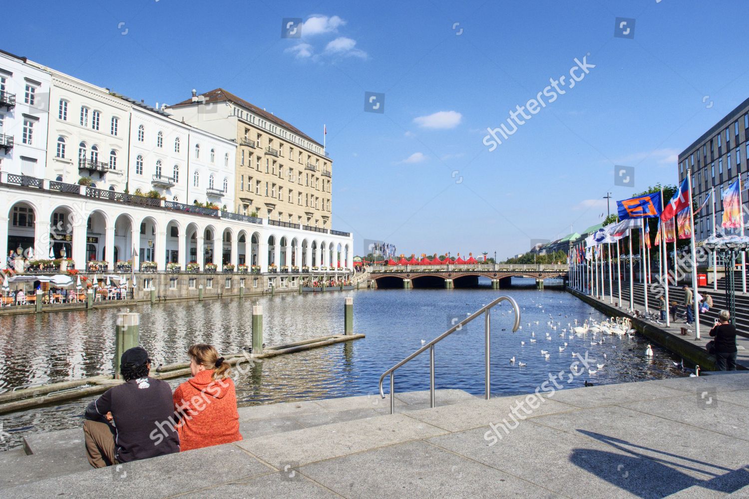 View Onto Alster Arcades Hamburg Germany Editorial Stock Photo - Stock ...
