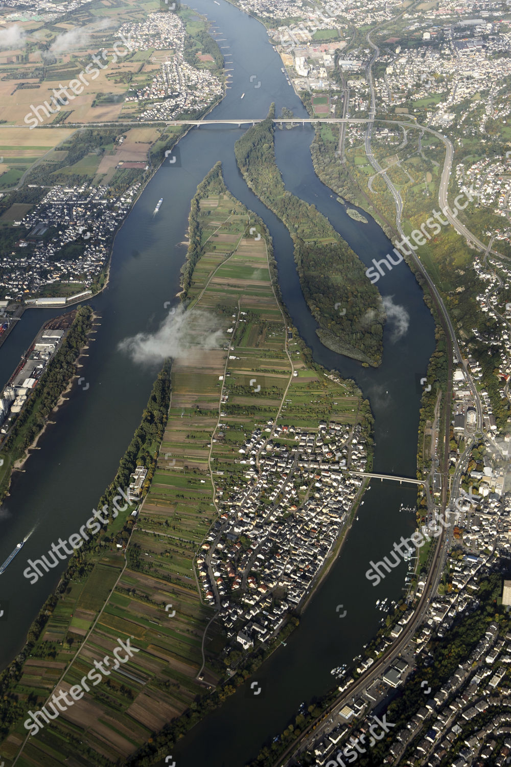 Aerial View Rhine Islands Niederwerth Graswerth Editorial Stock Photo ...