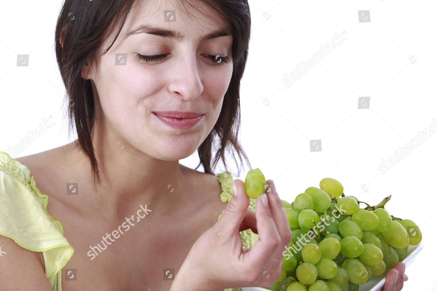 Model Released Young Woman Eats Grapes Editorial Stock Photo - Stock ...