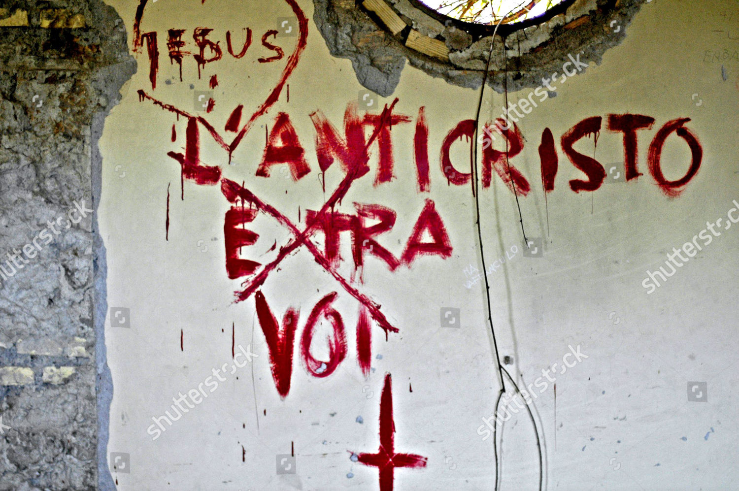 Satanic Graffiti On Walls Chapel Former Editorial Stock Photo - Stock ...