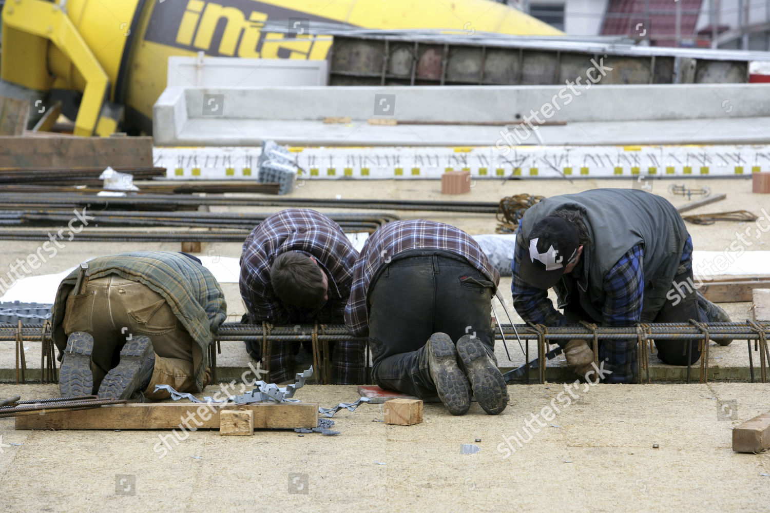 Rebar Workers Installing Reinforcing Mat Apartment Editorial Stock