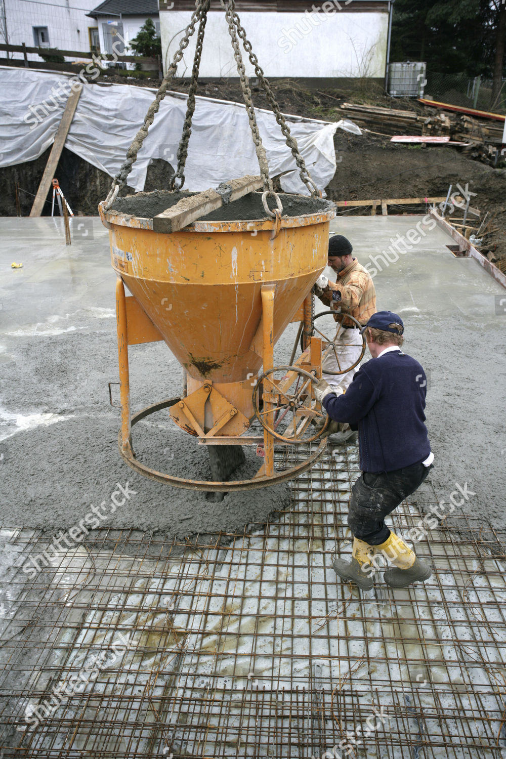 Rebar Workers Installing Reinforcing Mat Apartment Editorial Stock