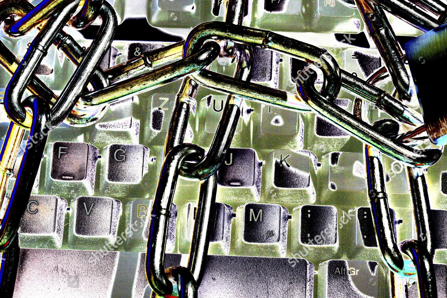 Symbolic Photo Computer Safety Keyboard Chains Editorial Stock Photo ...