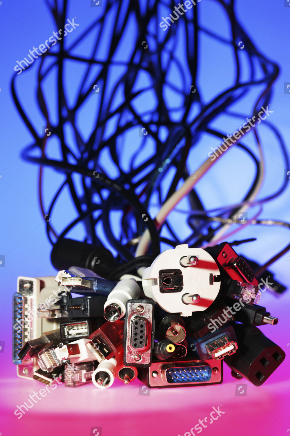 Different Cables Plugs Electronical Hardware Computer Editorial Stock ...
