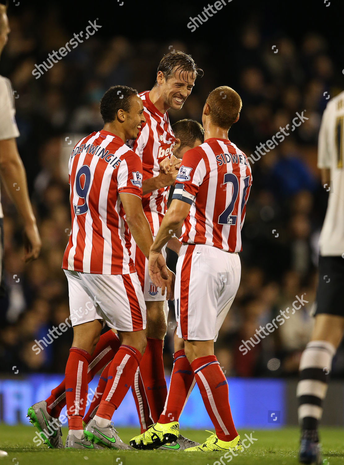 Peter Crouch Stoke Celebrates Steve Sidwell Editorial Stock Photo ...
