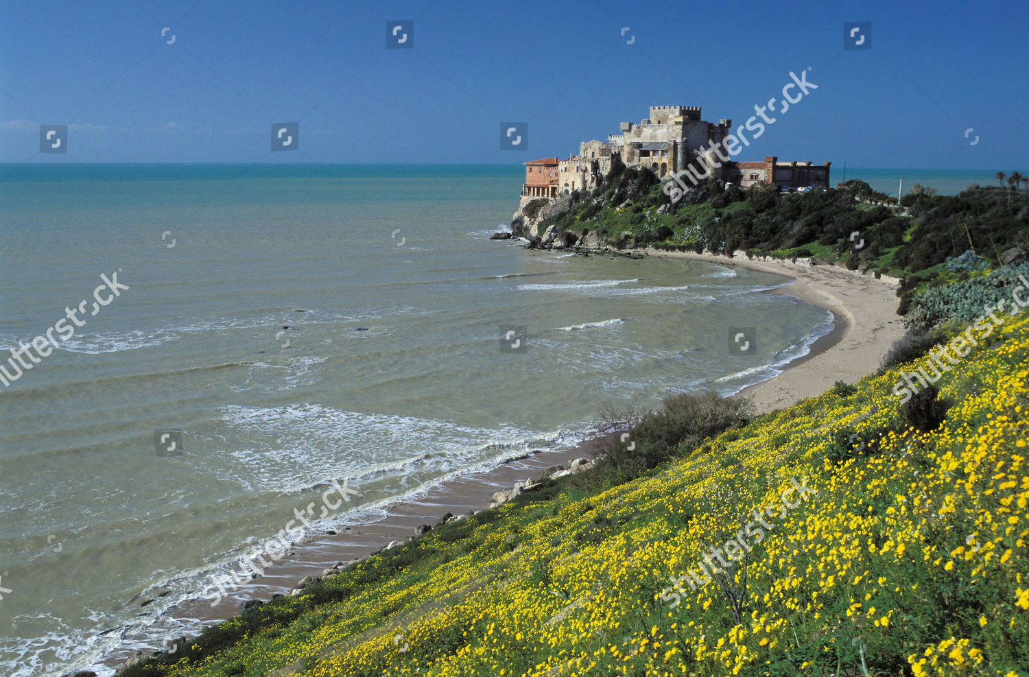 Castle Falconara Flanked By Beautiful Exotic Editorial Stock Photo ...