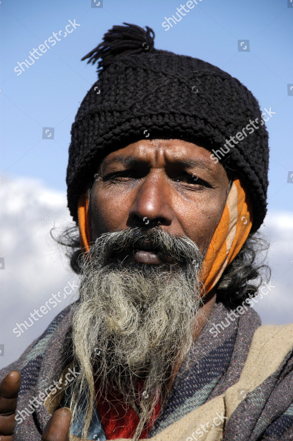 Portrait Hindu Pilgrim Sadhu Beard Woolen Editorial Stock Photo - Stock ...