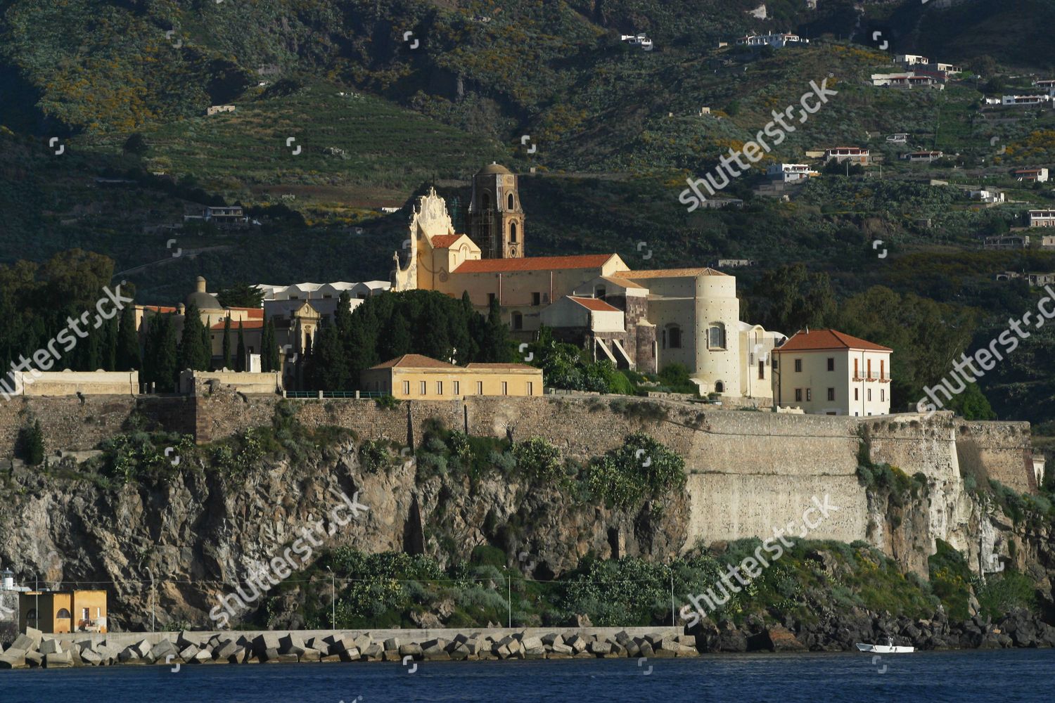 Castle Hill Church Lipari Main Village Editorial Stock Photo - Stock ...