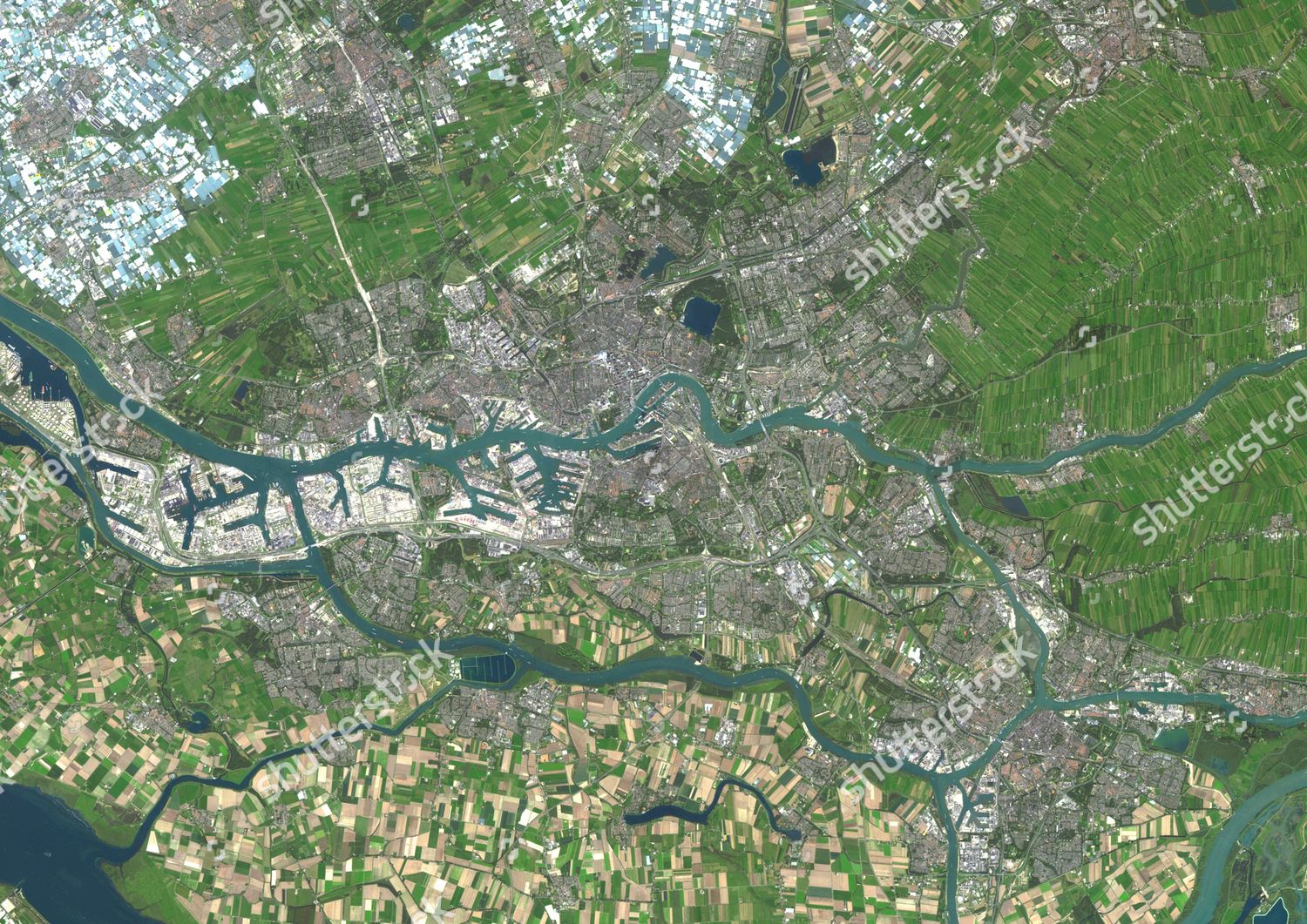 Colour Satellite Image Rotterdam Netherlands Image Editorial Stock ...