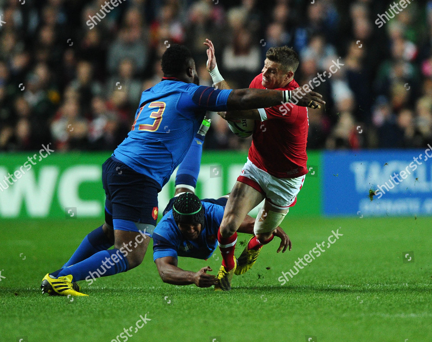 Mathieu Bastareaud France Tackles Matt Evans Editorial Stock Photo ...