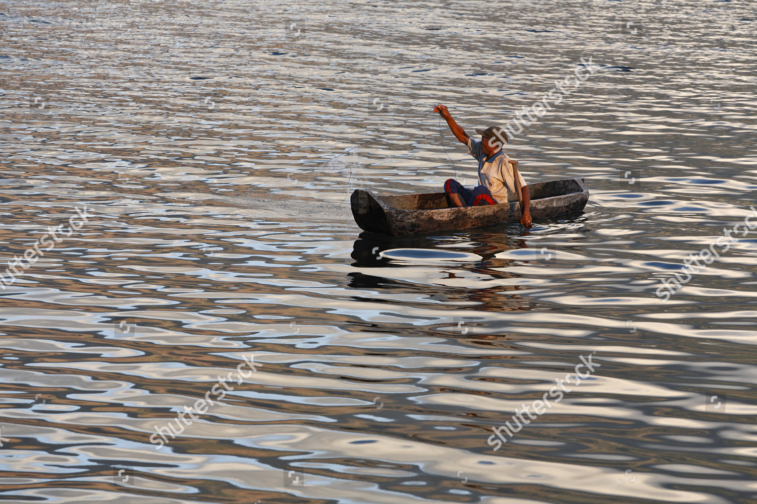 Fisherman On Danau Batur Lake Bali Editorial Stock Photo - Stock Image ...