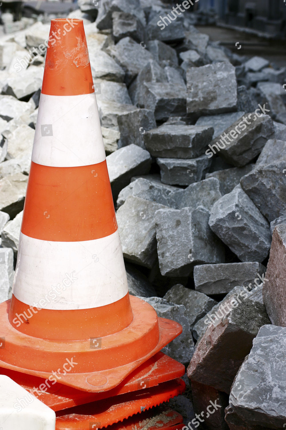 Pylon Traffic Cone Cobblestones Editorial Stock Photo - Stock Image ...