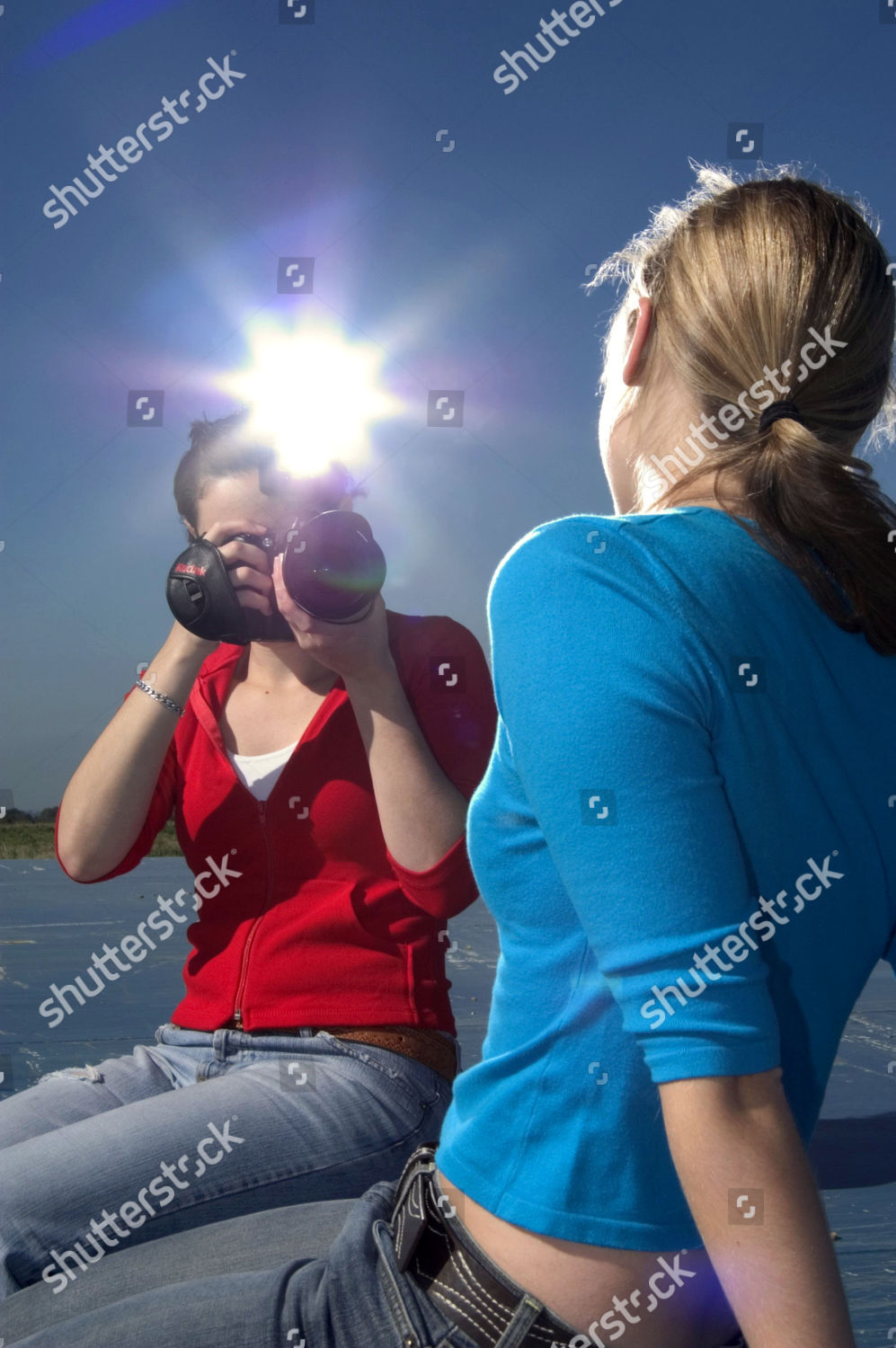 Model Released Woman Photographer Using Camera Editorial Stock Photo ...