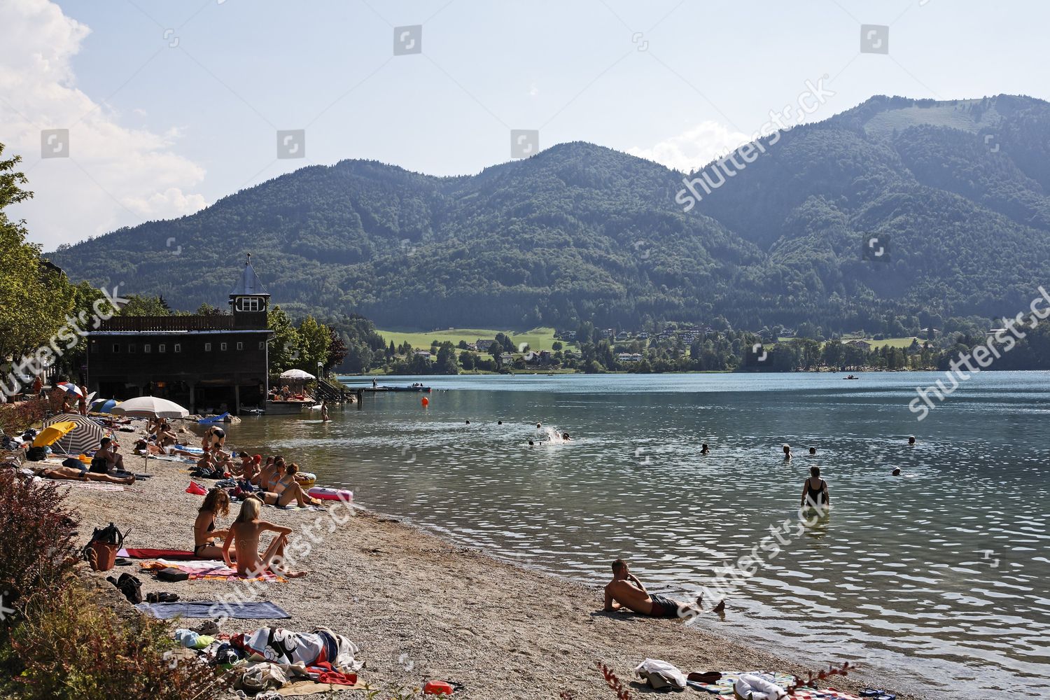 Beach Fuschlsee Lake Fuschl Salzkammergut Salzburg Editorial Stock ...