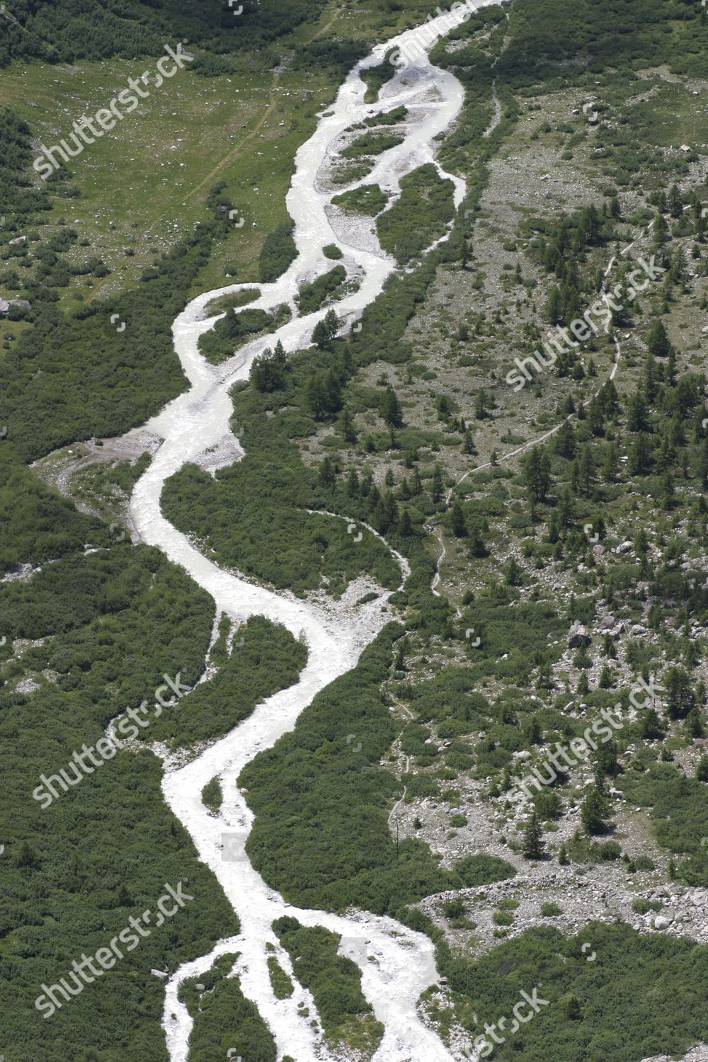 Braided Branching Reunifying Subglacial Stream Near Editorial Stock ...