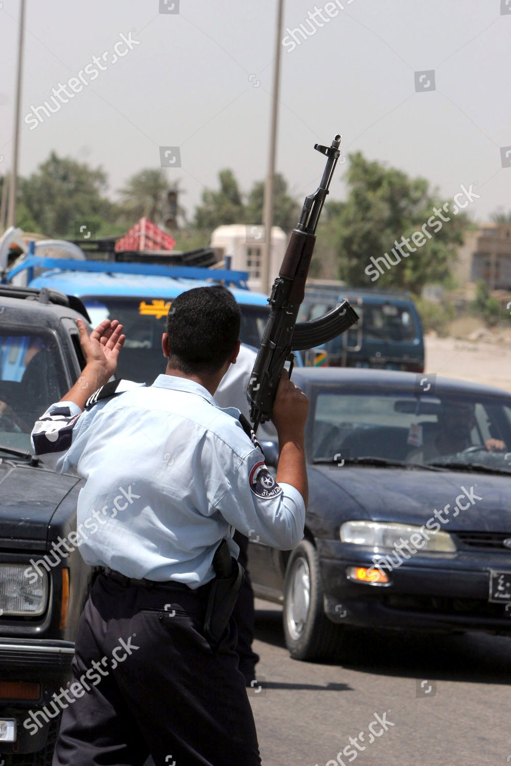 Iraq Policeman Check Point Along Street Editorial Stock Photo - Stock ...
