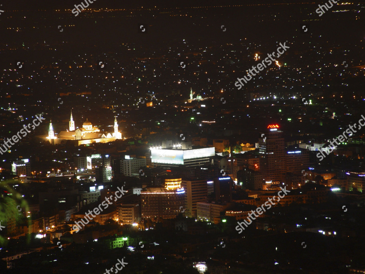 View Qasyun Over Damascus Damascus Night Editorial Stock Photo - Stock ...