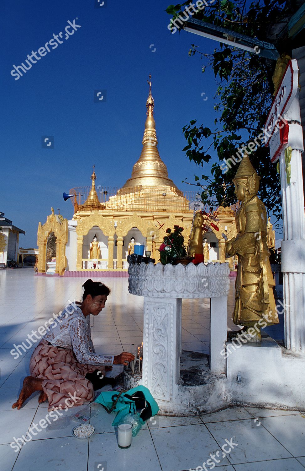 Praying Woman Temple Editorial Stock Photo - Stock Image | Shutterstock