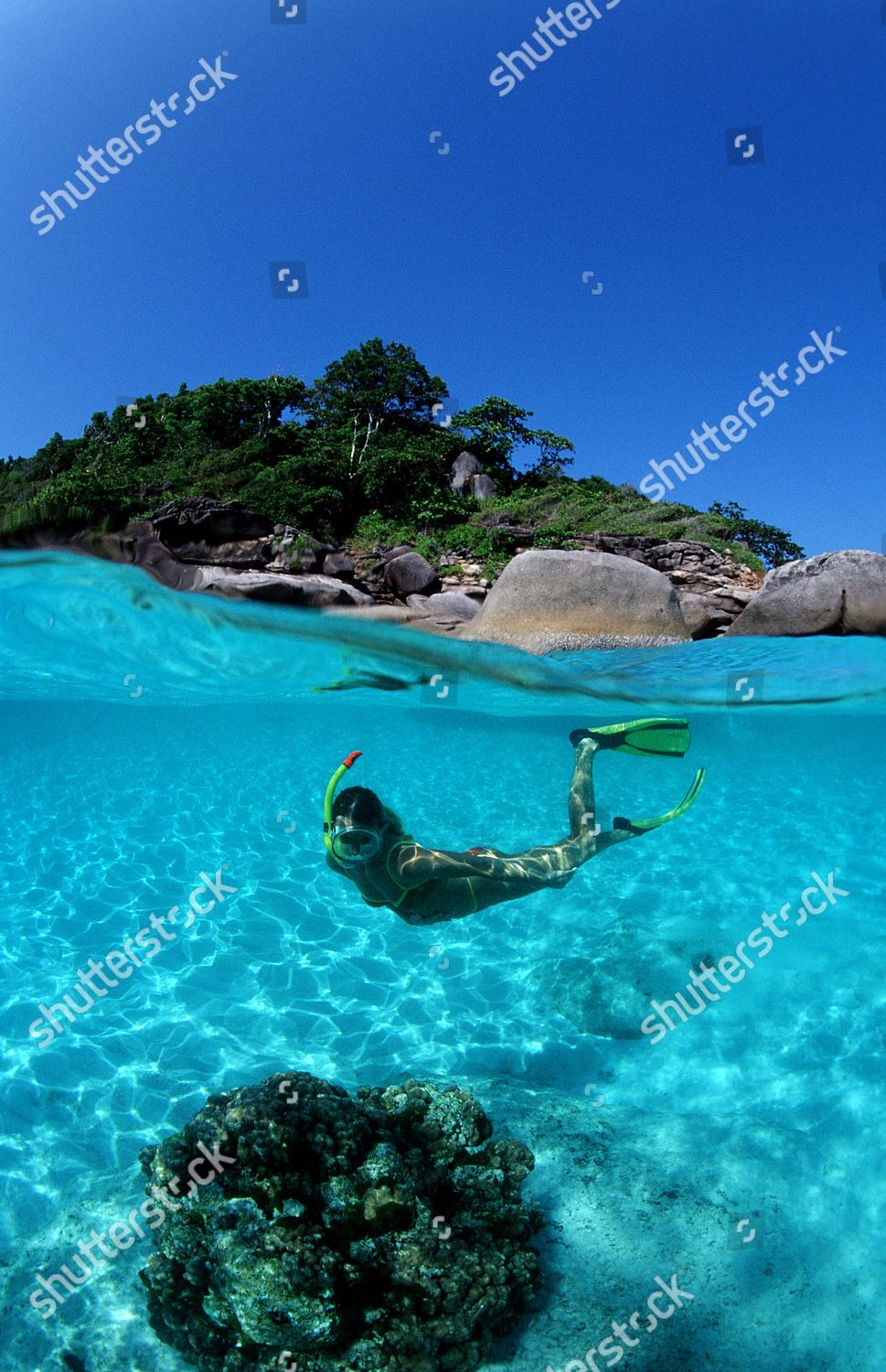 Model Released Snorkeling Near Tropical Island Editorial Stock Photo ...