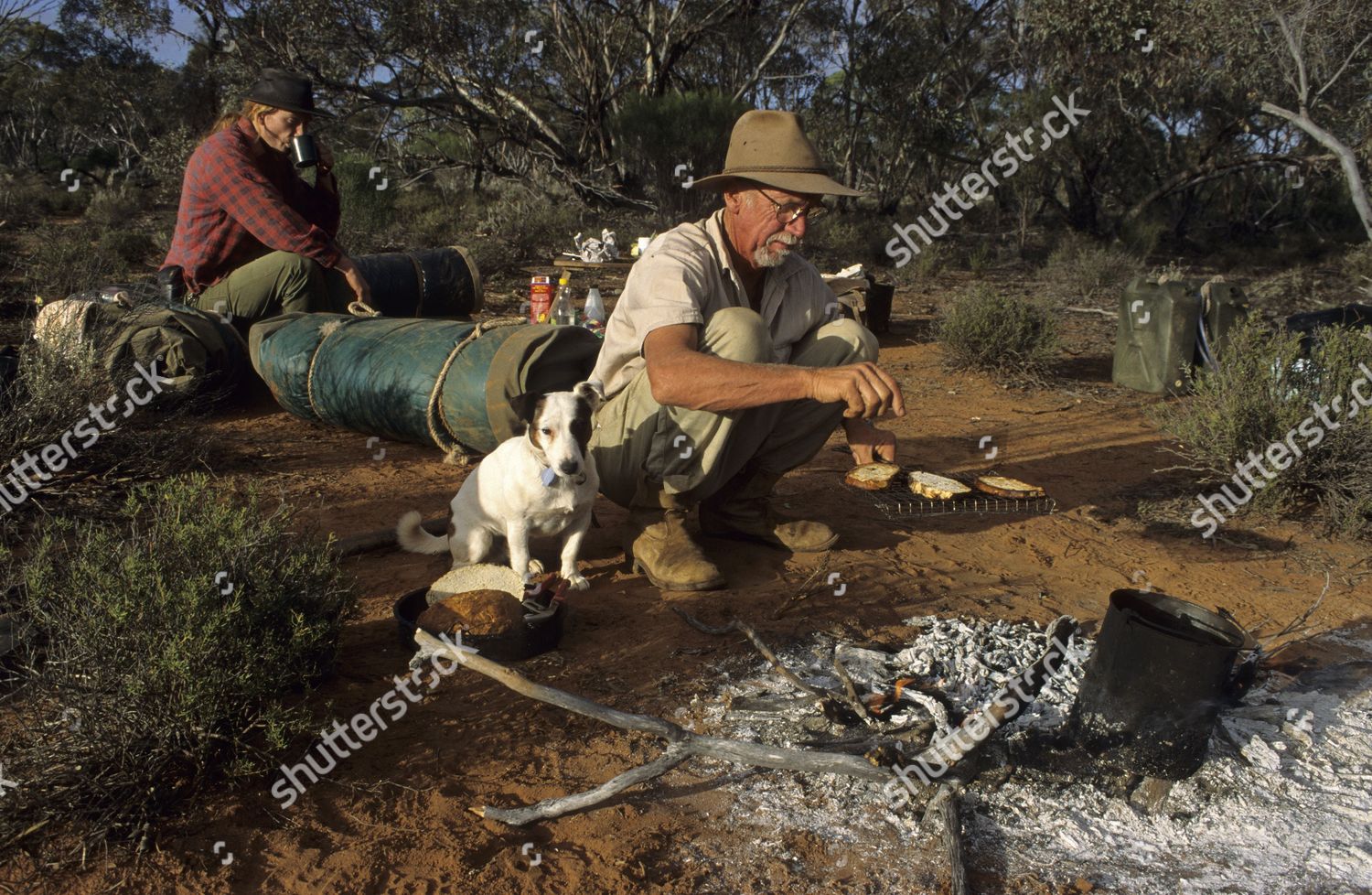 Man Sitting Next Campfire Australian Outback Editorial Stock Photo ...