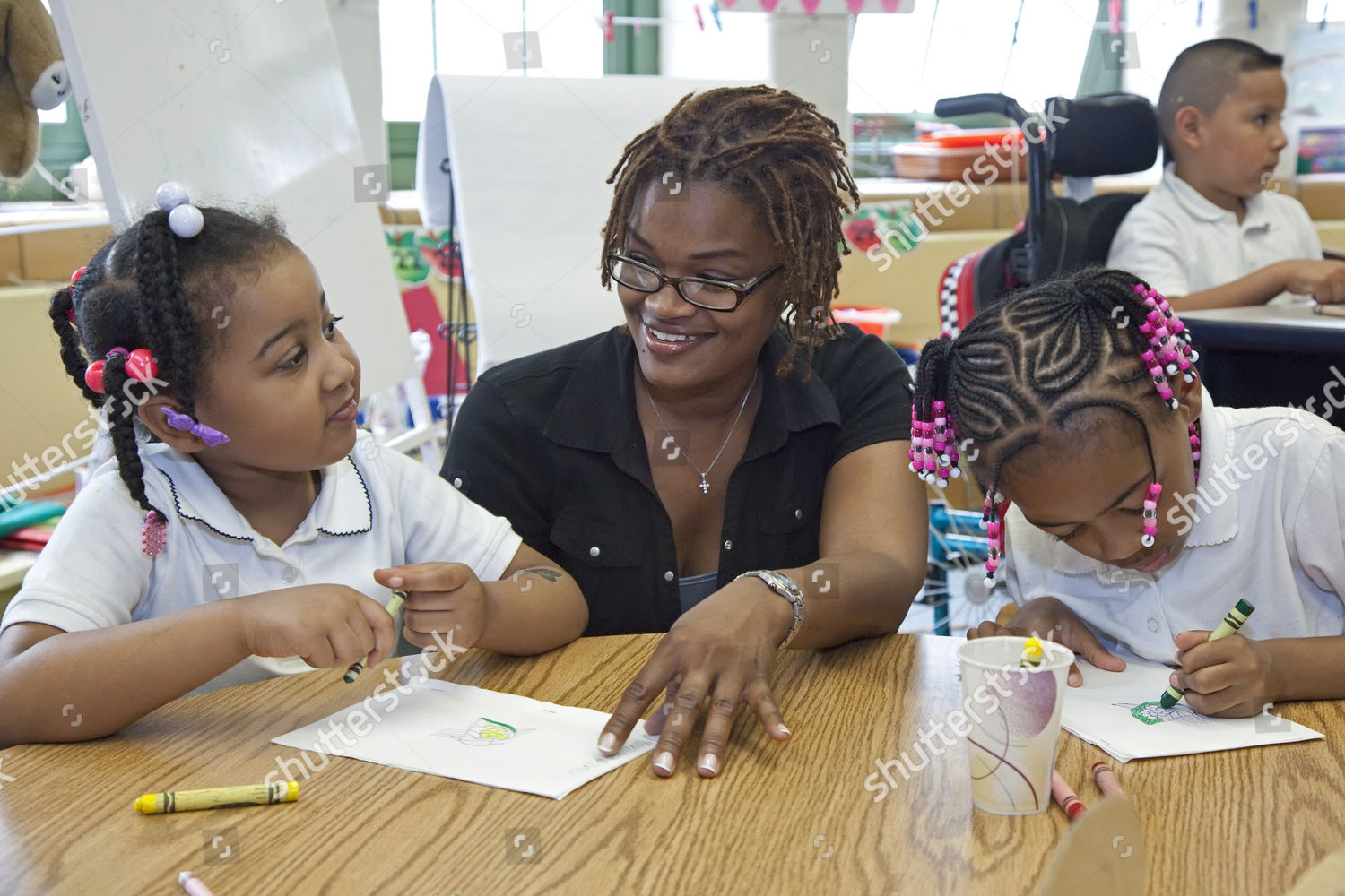 Paraprofessional Works Students Classroom Oakman Elementary Editorial ...