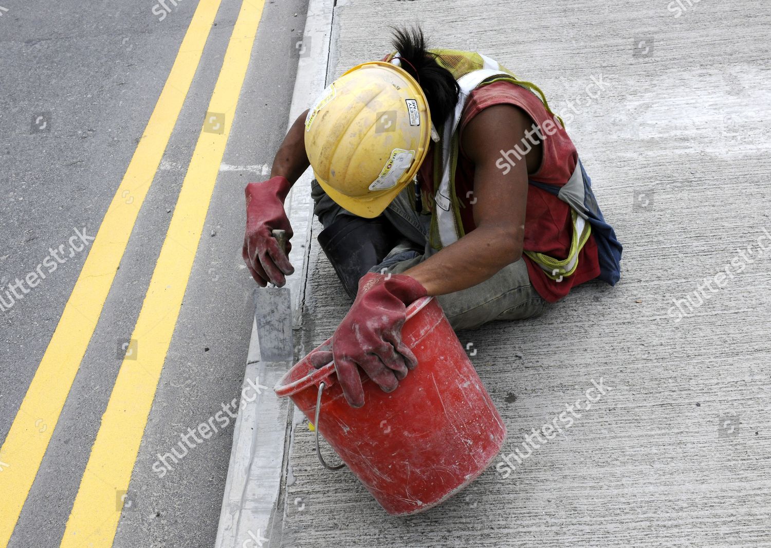 Road Workers Working By Roadside Hong Editorial Stock Photo - Stock ...