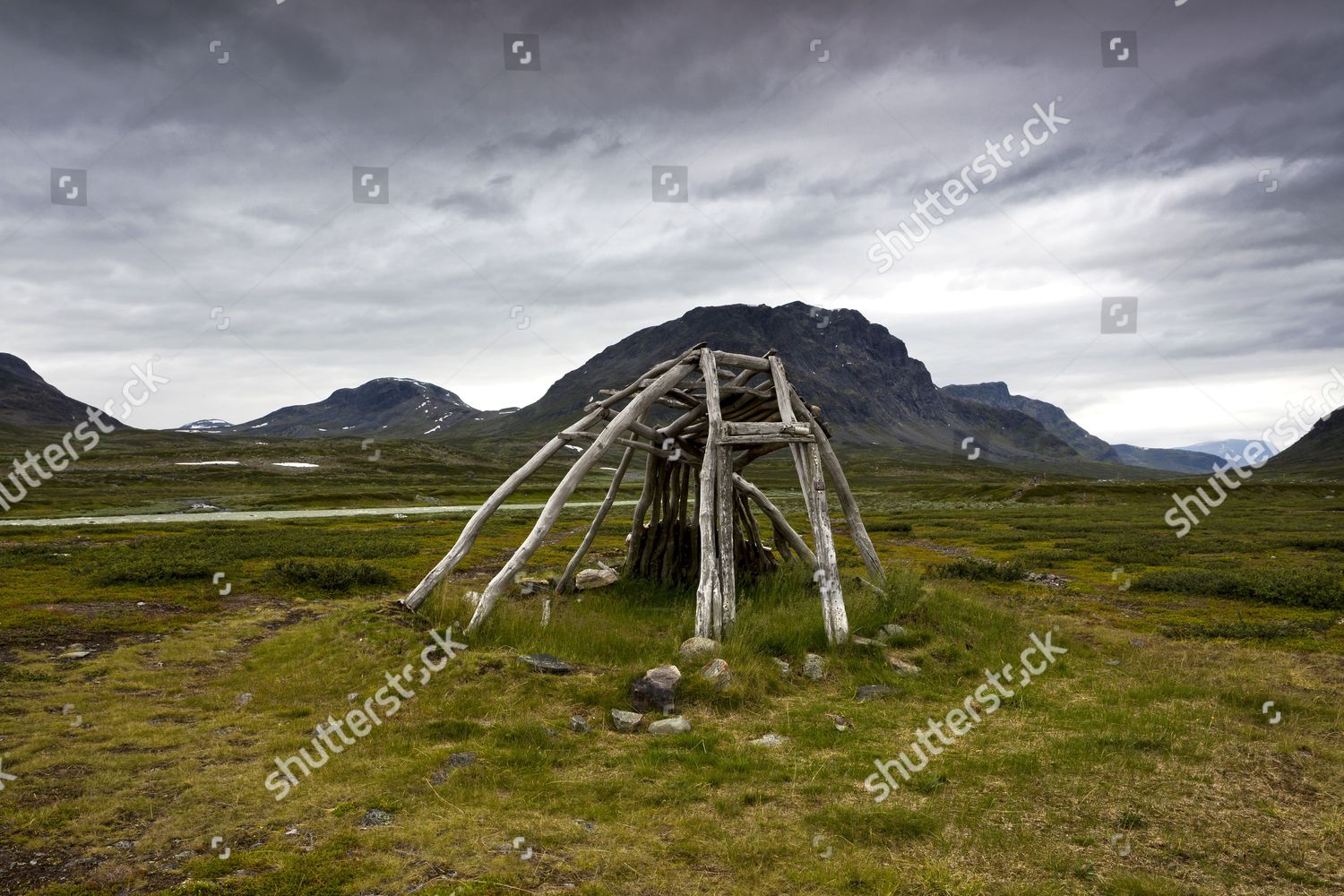 Old Kotte Sami Hut Tjaekta River Editorial Stock Photo - Stock Image ...