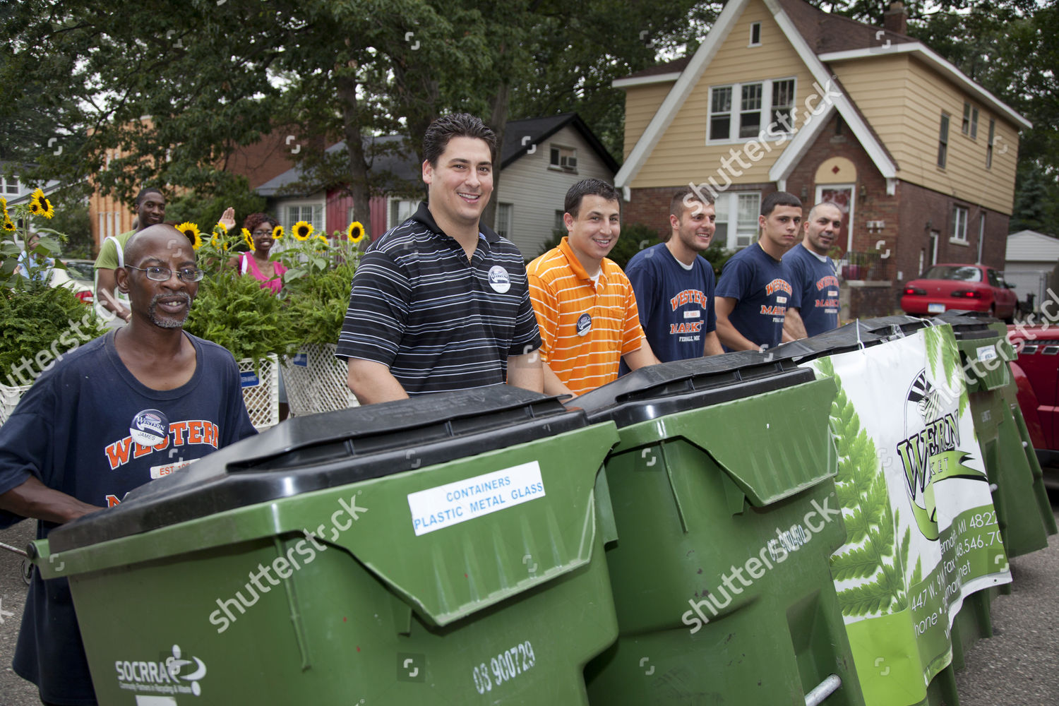 Men Push Recycling Bins During Green Editorial Stock Photo - Stock ...