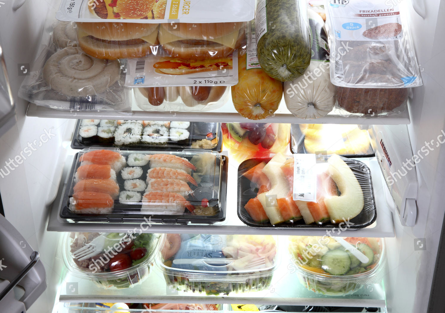 Various Prepacked Meals Refrigerator Editorial Stock Photo - Stock ...