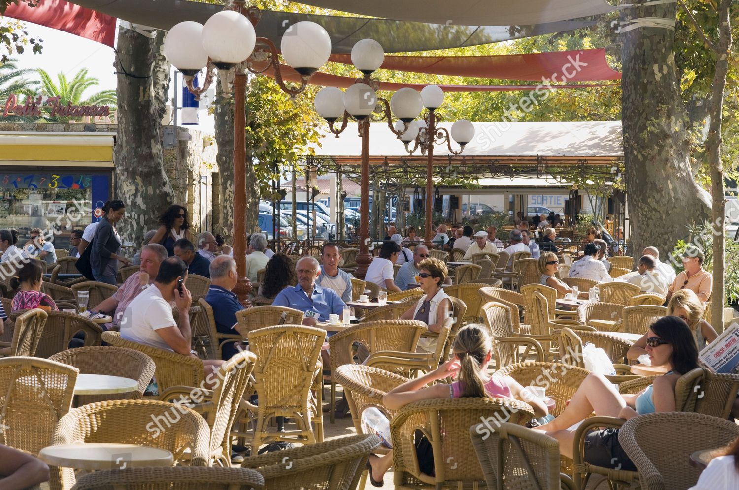 Cafe Plane Trees Ile Rousse Balagne Editorial Stock Photo - Stock Image ...