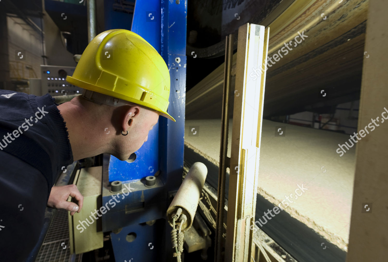Employee Observing Production Process Particle Boards Editorial Stock ...