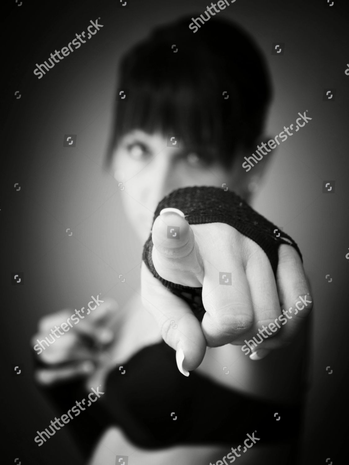 Model Released Woman Gothic Darkhaired Pointing Editorial Stock Photo ...