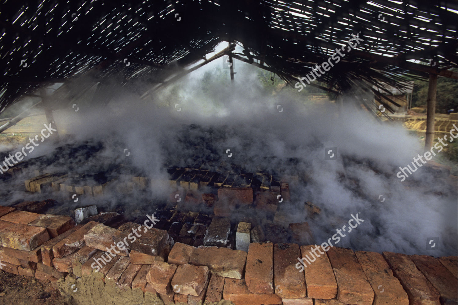 Brick Making Smoking Coal Fired Brick Editorial Stock Photo - Stock ...