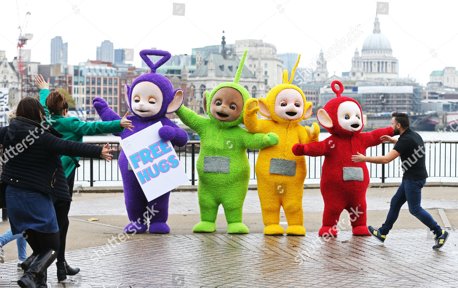 Teletubbies Greet Passersby Free Hugs On Editorial Stock Photo - Stock ...
