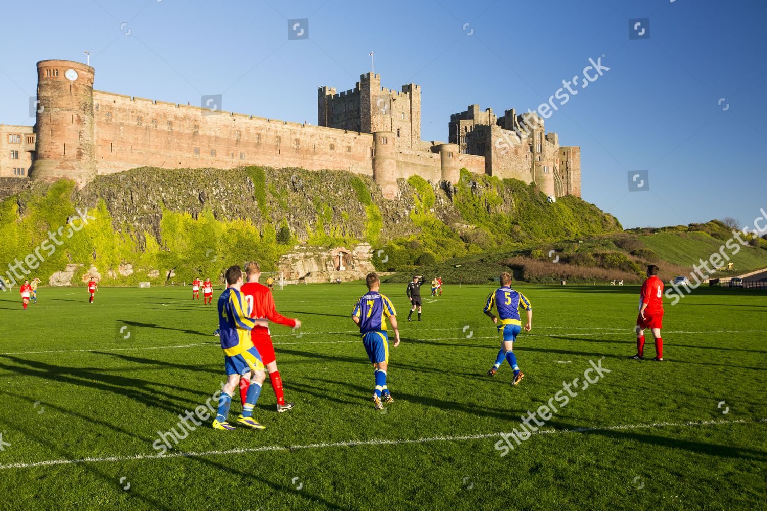 Team Palying Football Infront Bamburgh Castle Editorial Stock Photo ...
