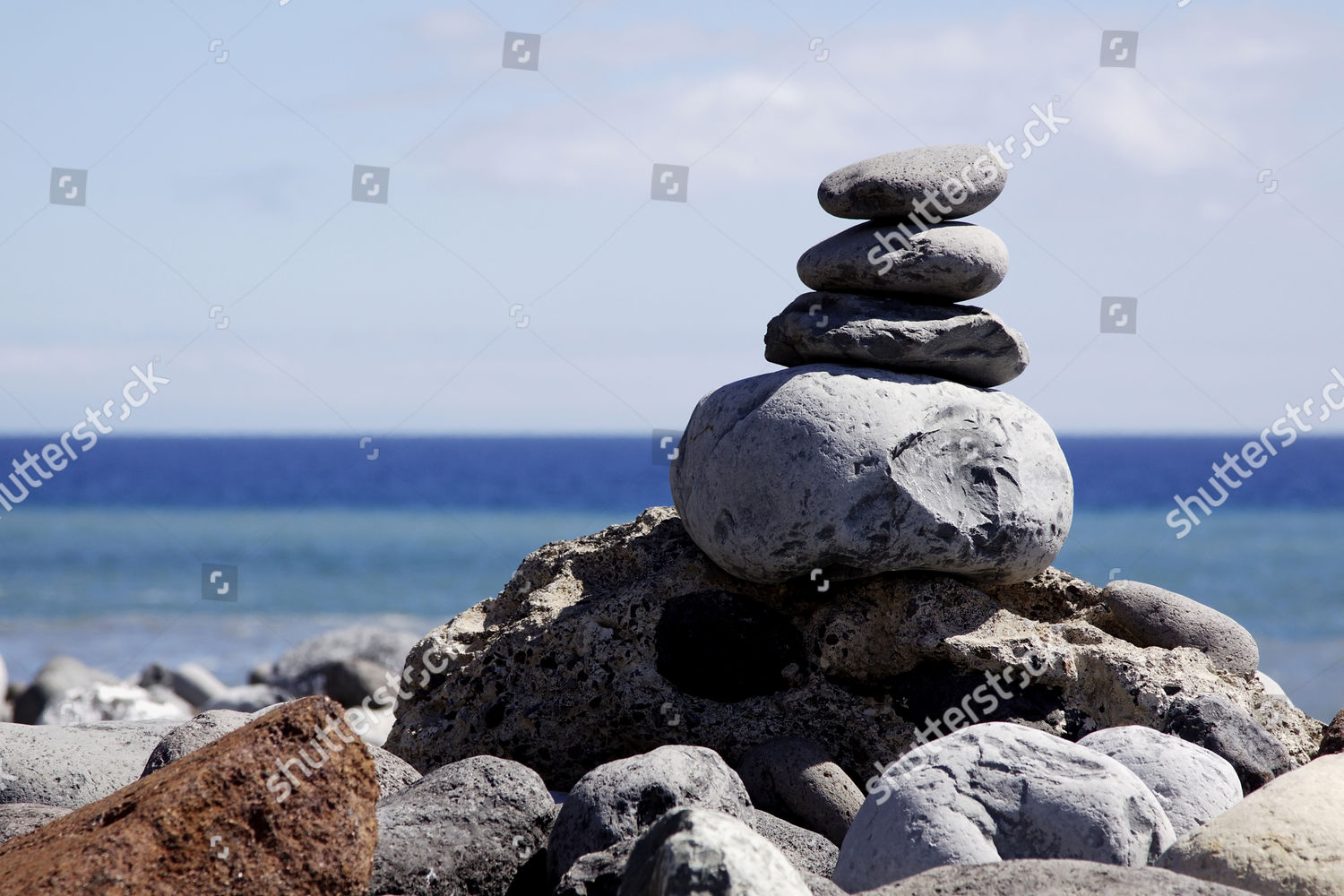Stacked Lava Rocks On Beach Playa Editorial Stock Photo - Stock Image ...