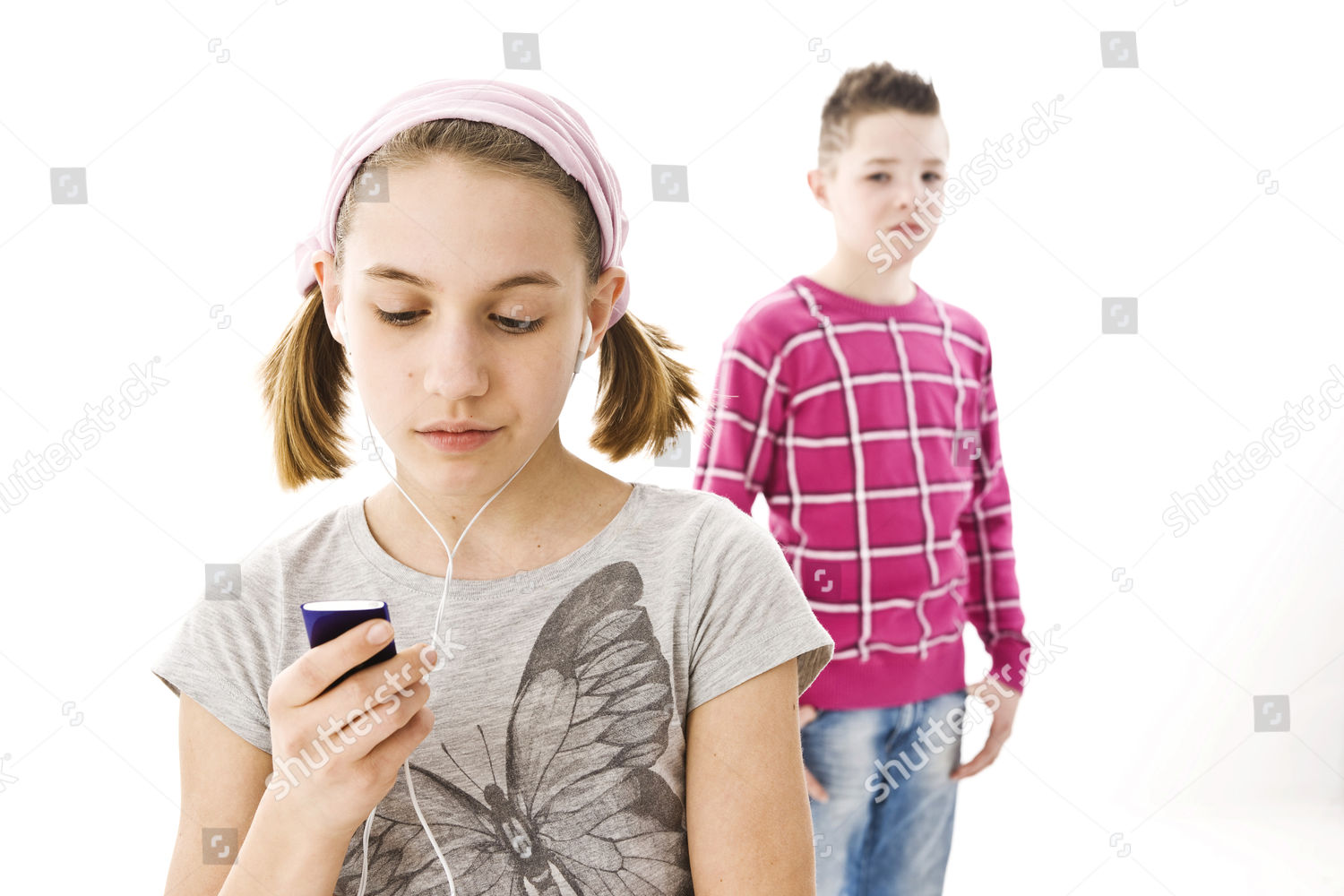 Model Released Boy Standing Behind Girl Editorial Stock Photo - Stock ...