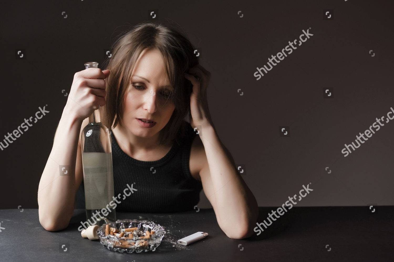 Model Released Drunk Woman Brandy Bottle Editorial Stock Photo - Stock ...